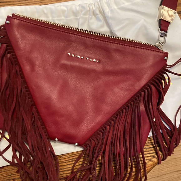 Trina Turk | Bags | New Trina Turk Burgundy Clutch Handbag With Fringe ...